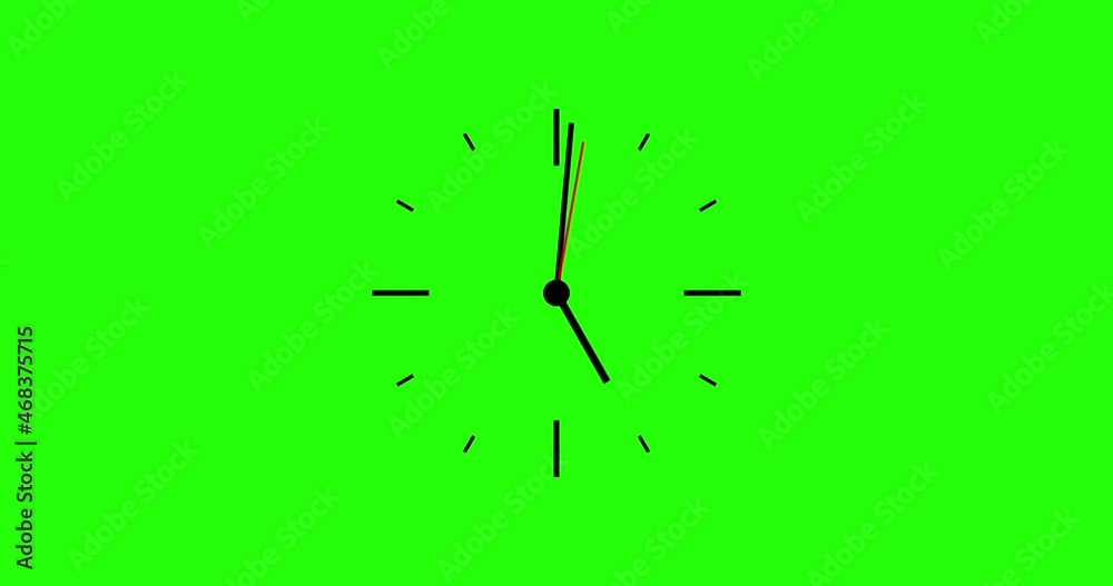 Wall Clock animation. Seamless motion animated footage, green ...