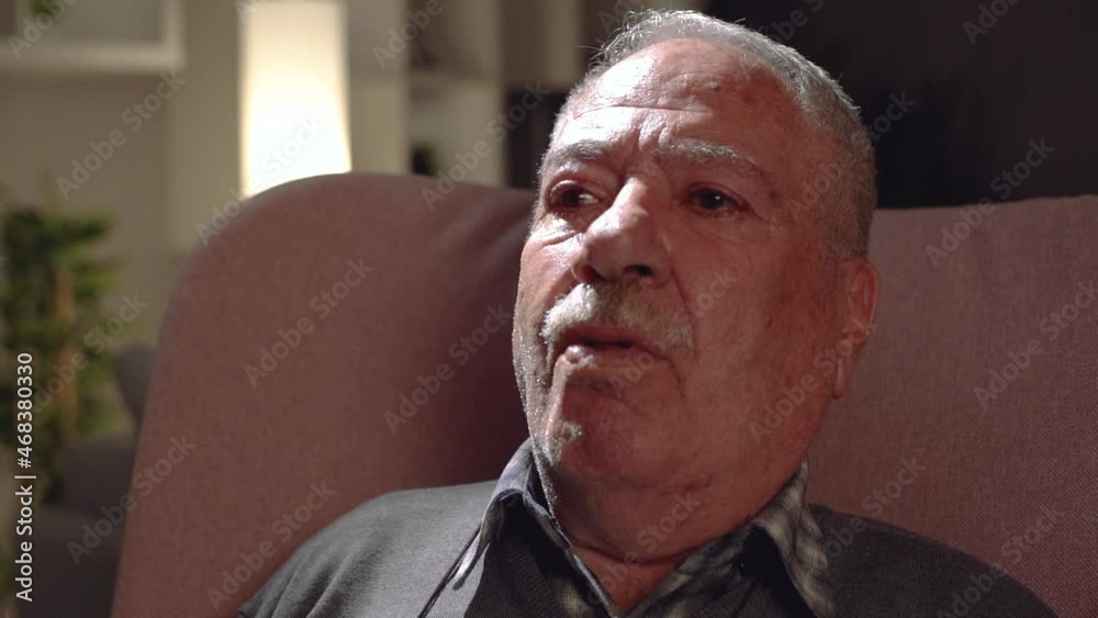 Sick old man. Sick man coughing. The old man whose lungs are pale from ...
