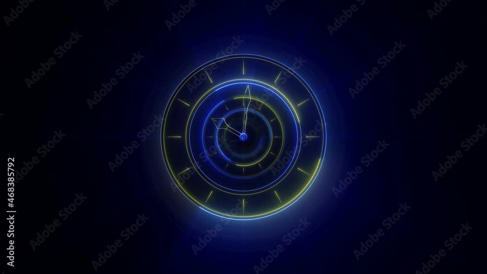 Neon Clocks Animation Background, Loop vídeo do Stock | Adobe Stock