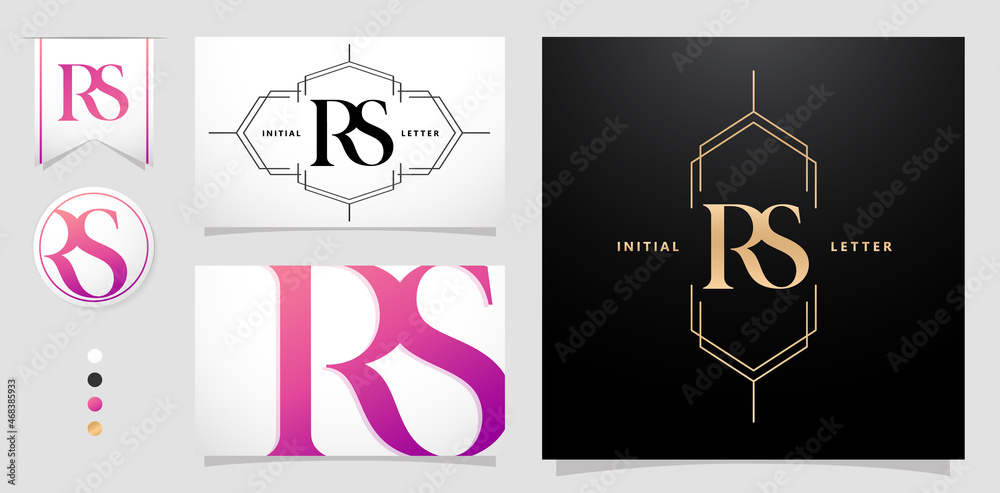 RS or SR initial letter and graphic name, RS or SR Monogram, for ...