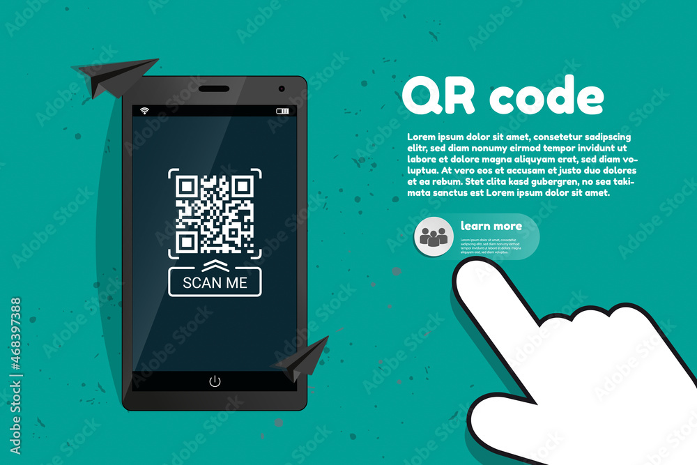 QR Code Mobile Scan Me Concept - 3D Illustration Isolated On Monochrome ...