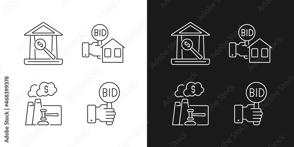 Bargaining for property linear icons set for dark and light mode. Real ... Bargaining for property linear icons set for dark and light mode. Real ...