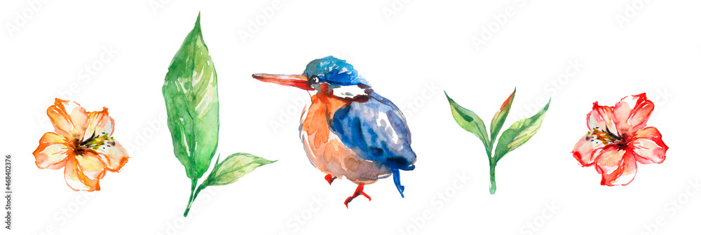 Sky bird in a wildlife by watercolor style isolated. Wild freedom ...