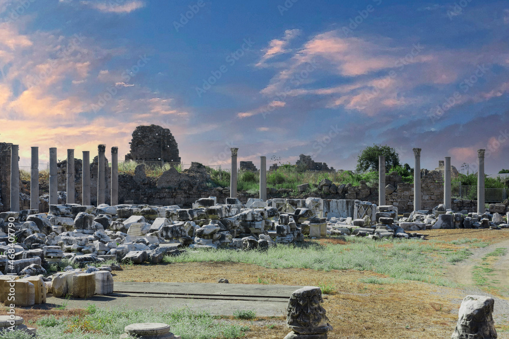side tyche temple. The temple built by the Side people inside the Agora ...