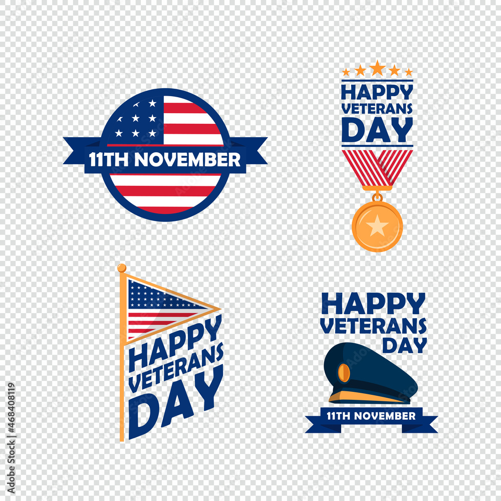 Happy veterans day sticker set. Independence day. The celebration of ...