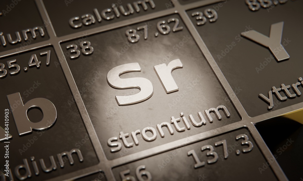 Highlight on chemical element Strontium in periodic table of elements ...