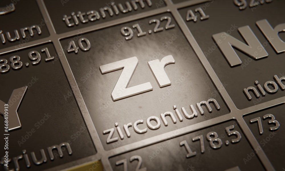 Highlight on chemical element Zirconium in periodic table of elements ...