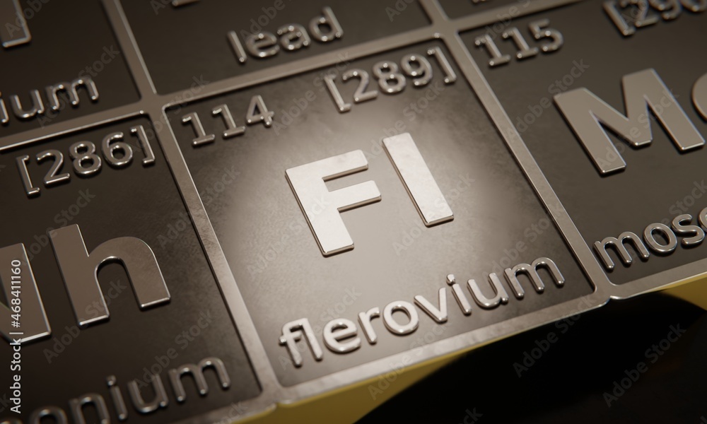 Highlight on chemical element Flerovium in periodic table of elements ...
