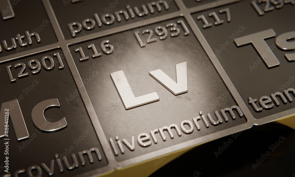 Highlight on chemical element Livermorium in periodic table of elements ...