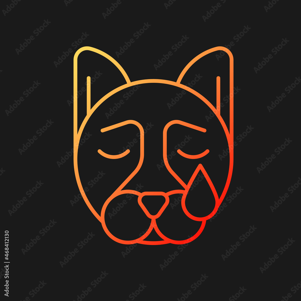 Pet depression gradient vector icon for dark theme. Sad animal. Dog ...