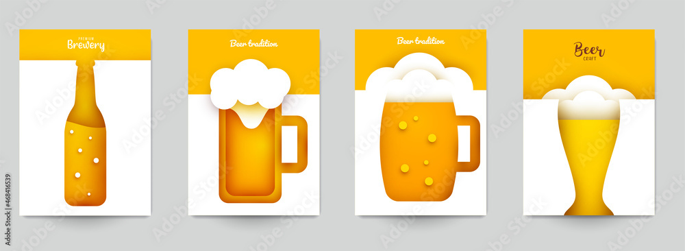 Set background templates for beer banner, flyer, card, poster in modern ...