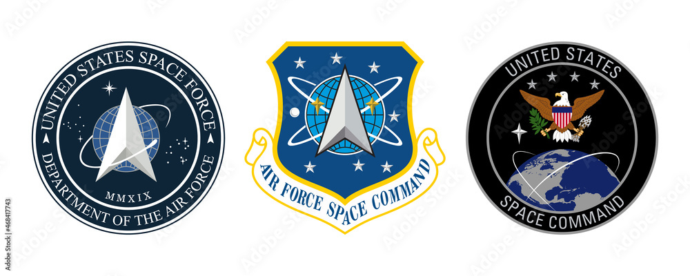 Realistic vector logos of the US Space Force, Air Force Space Command ...