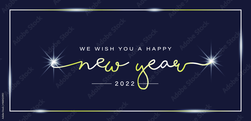 2022 HAPPY NEW YEAR script text hand lettering. Design template ...