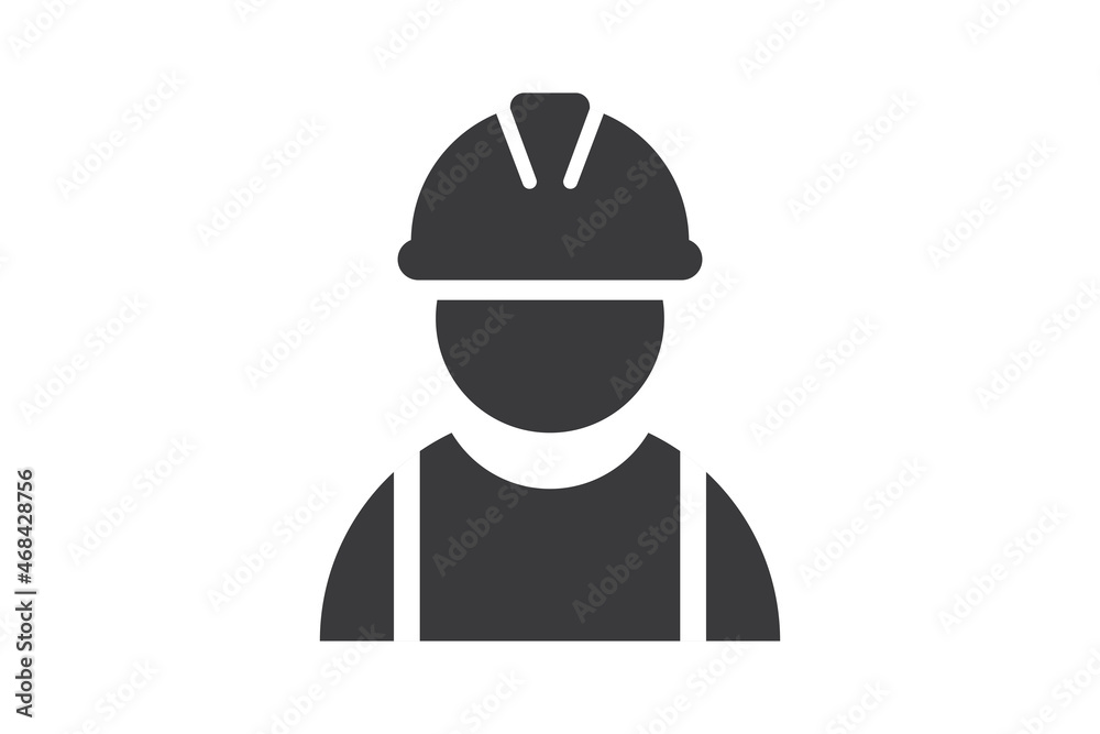 Construction worker icon on white background for website, application ...
