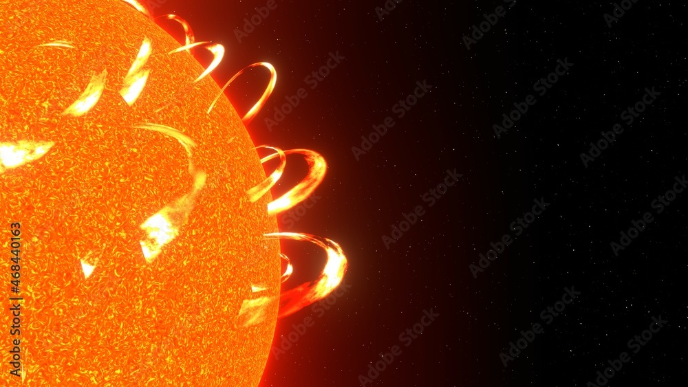 Solar activity. Flash on the Sun or Solar flare. Sun up close up in ...