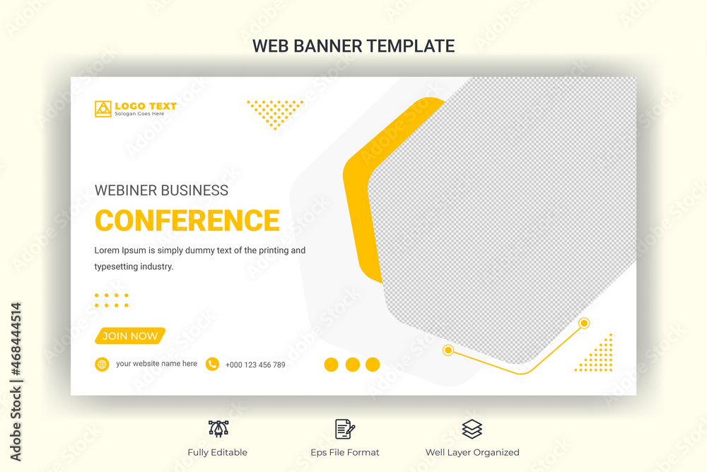 Webinar business conference & digital creative marketing web banner and ...