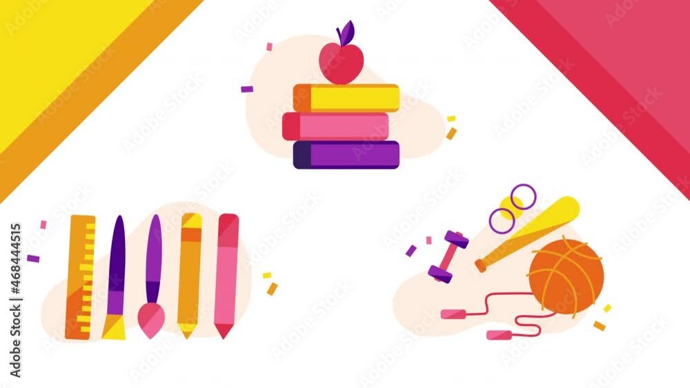 4k video of cartoon school staff icons. Stock Video | Adobe Stock