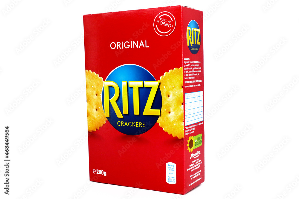 Italy – November 10, 2021: RITZ Crackers. Ritz is a brand introduced by ...