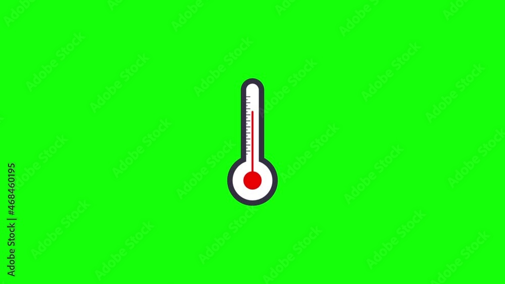 Motion graphic animation thermometer icon. Red hot temperature symbol ...