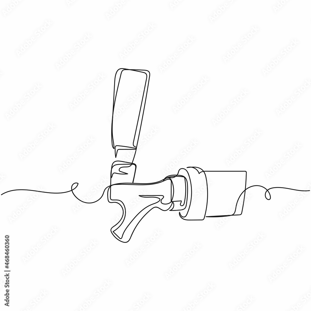 Vector continuous one single line drawing icon of beer tap in ...