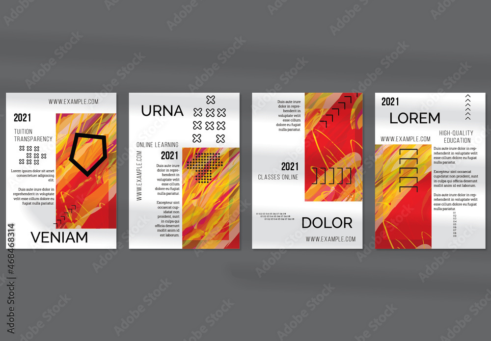 Flyer Layout with Geometric Shapes and Abstract Bright Rectangle on ...