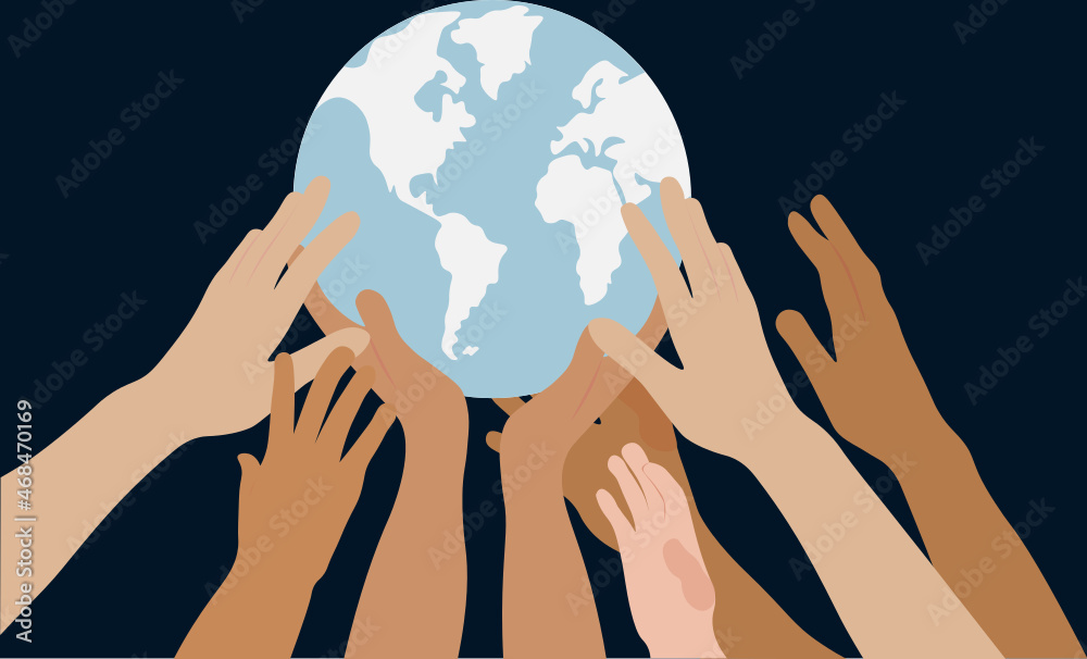 medio ambiente. mundo sostenido por tus manos. ayuda al planeta vector ...