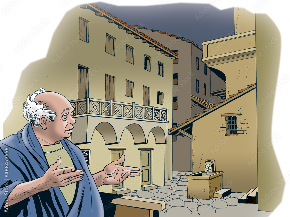 Old man in the streets of ancient Rome Stock Illustration | Adobe Stock