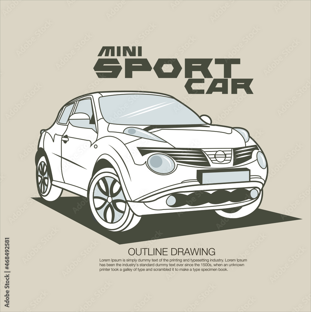 Prestigious modern super car outline drawing vector illustration Stock ...