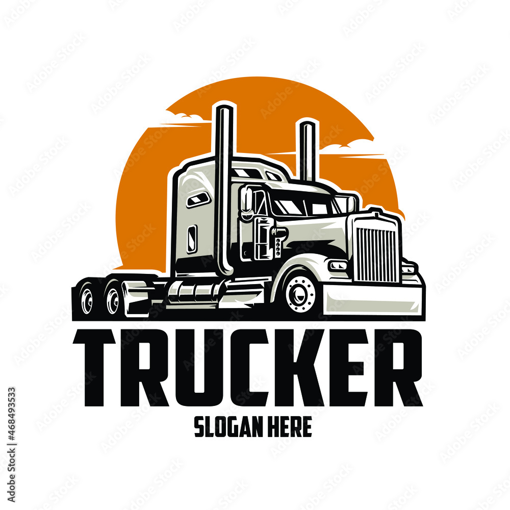 Trucker semi truck 18 wheeler illustration vector. Perfect illustration ...