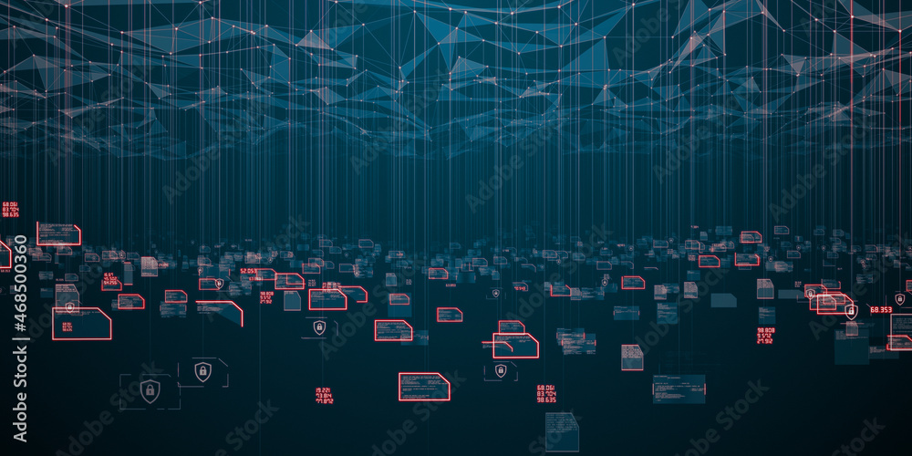 Global Big Data Mining Visualization Data Center Analytics Iot Cloud Computing Ai Illustration