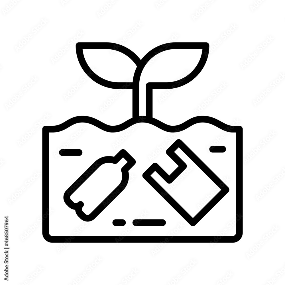 Soil Pollution Icon, Line style icon vector illustration, Suitable for ...