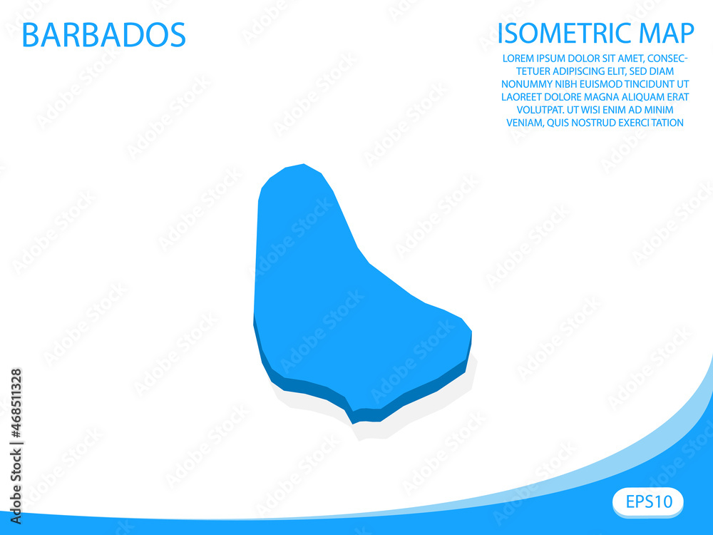 Modern vector isometric of Barbados blue map. elements white background ...