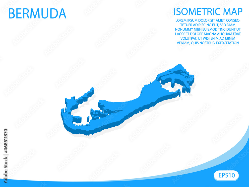 Modern vector isometric of Bermuda blue map. elements white background ...