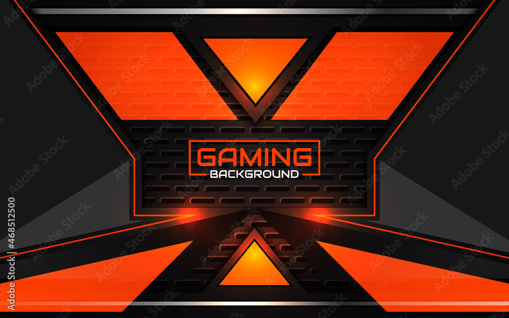 Abstract light futuristic orange and black gaming background with ...