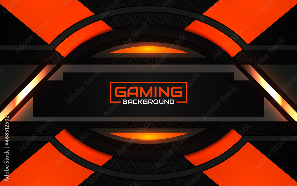 Abstract light futuristic orange and black gaming background with ...