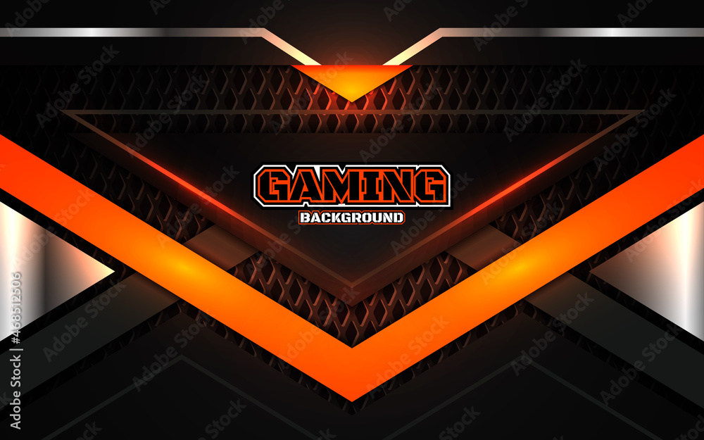 Abstract light futuristic orange and black gaming background with ...