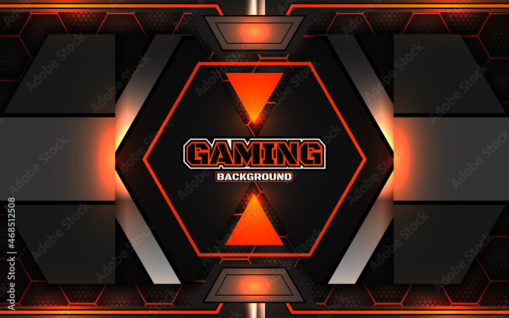 Abstract light futuristic orange and black gaming background with ...
