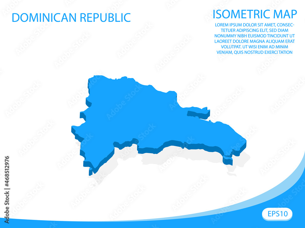 Modern vector isometric of Dominican Republic blue map. elements white ...