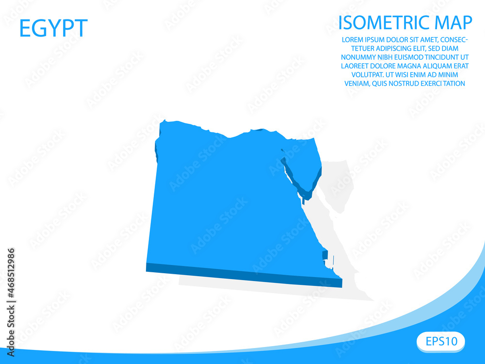Modern vector isometric of Egypt blue map. elements white background ...