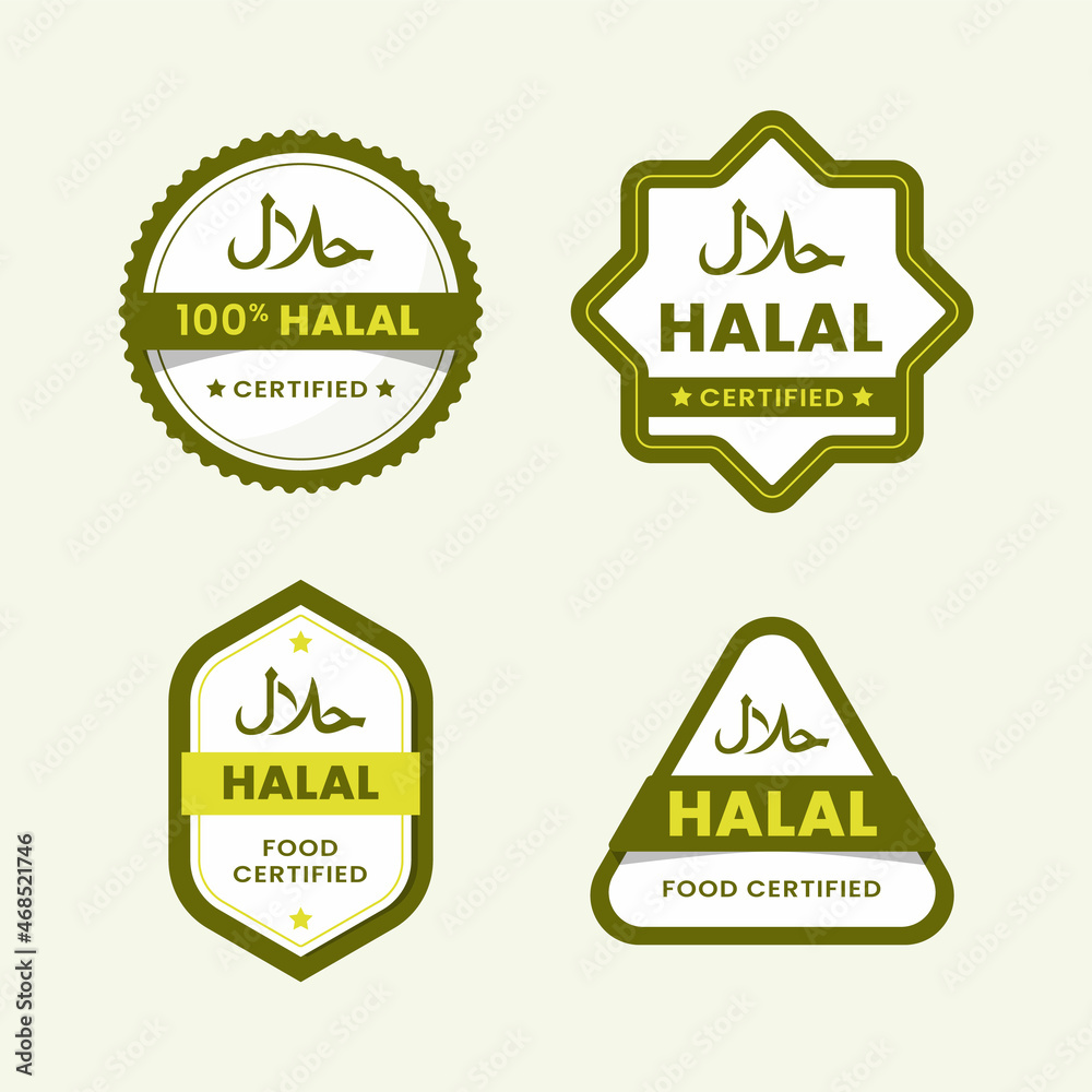 Halal label set design for certified islamic food Stock Vector | Adobe ...