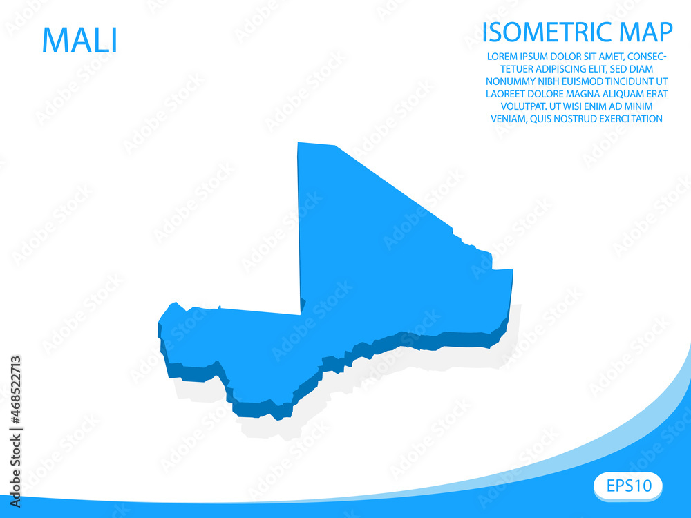 Modern vector isometric of Mali blue map. elements white background for ...