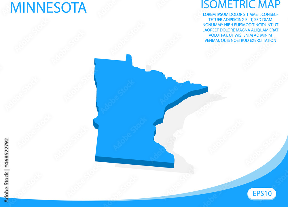 Modern vector isometric of Minnesota blue map. elements white ...