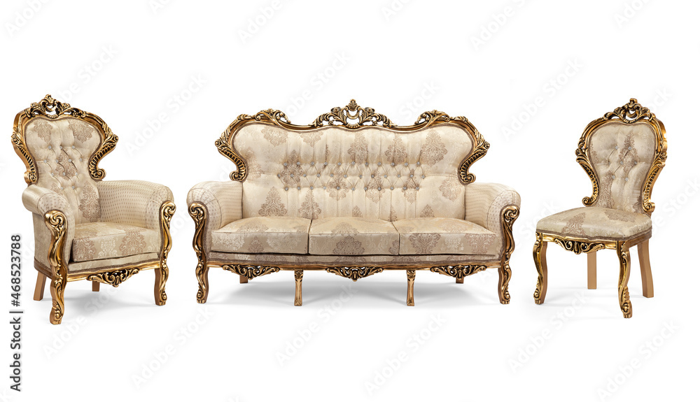 Classic furniture set isolated on white background Stock Photo | Adobe ...
