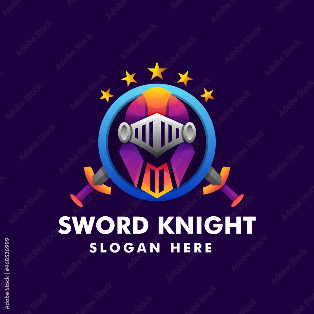 Vector Logo Illustration Knight Gradient Colorful Style. Stock Vector ...