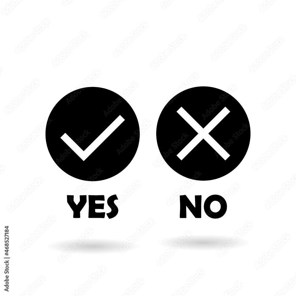 Check mark OK and red X icons with shadow Stock Vector | Adobe Stock