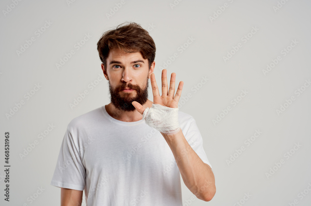 male patient hand injury treatment health problems emotions isolated ...