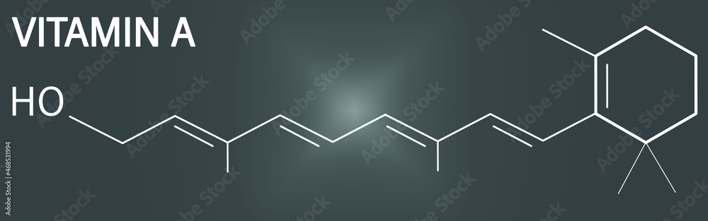 Vetor de Vitamin A (retinol) molecule. Skeletal formula. do Stock ...