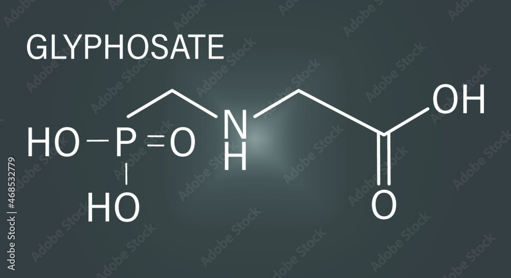 Glyphosate herbicide molecule. Crops resistant to glyphosate ...