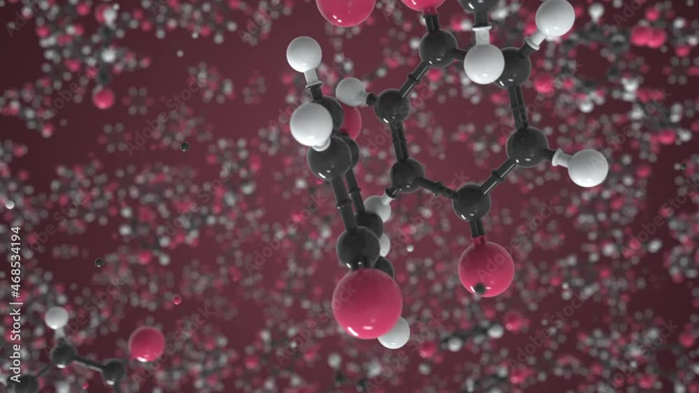 Molecule of quinone, isolated molecular model. Looping 3D animation or ...