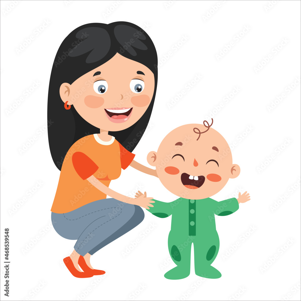 Cartoon Drawing Of A Babysitter Stock Vector | Adobe Stock
